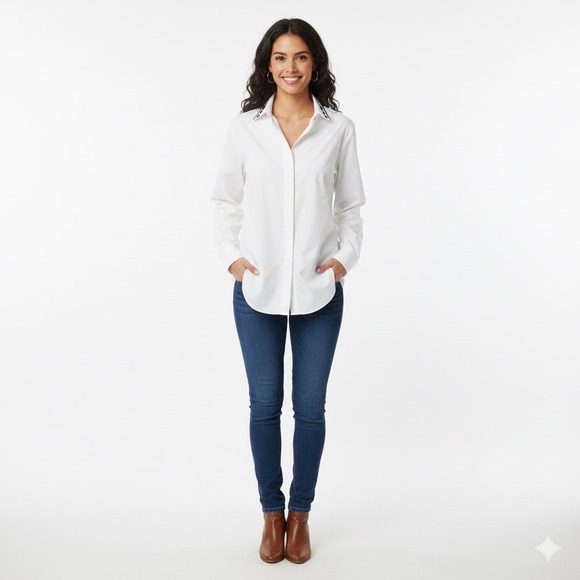 Pendleton | Tops | Pendleton Knockabouts Blouse Womens 2 White Argyle ...